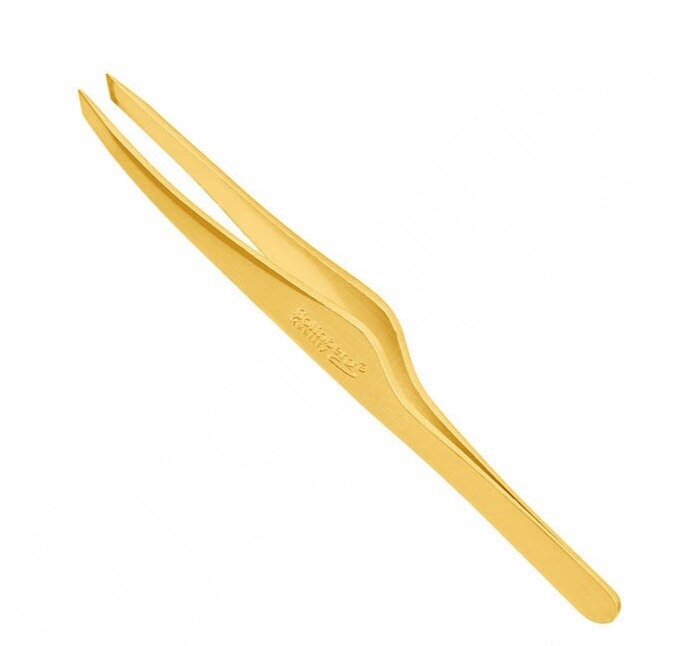 Пинцет Solinberg для коррекции бровей косметический G805з (ручная заточка) золотой