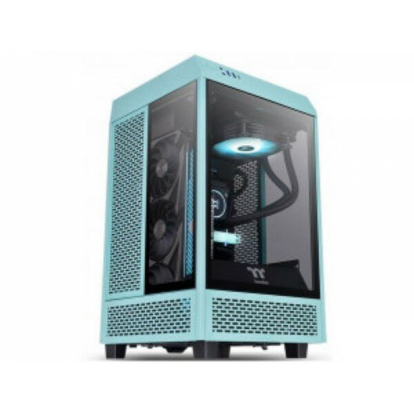 Компьютерный корпус Thermaltake The Tower 100 Turquoise черный без БП miniITX 1x120мм 3x140мм 2xUSB 3.0 audio bott PSU