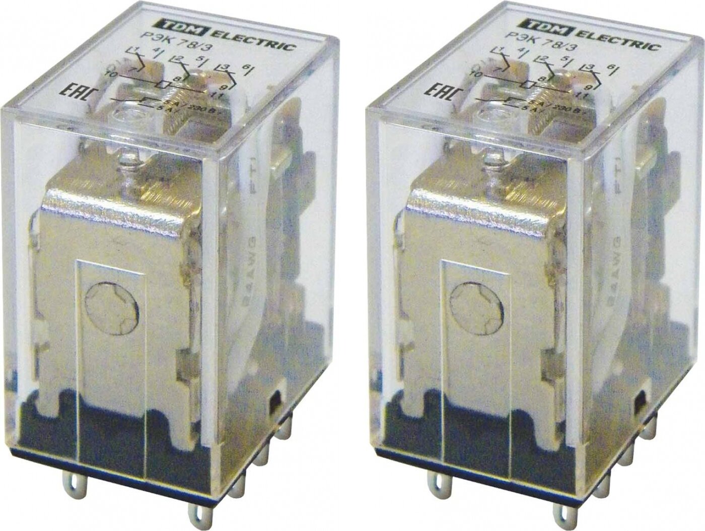 Реле промежуточное TDM Electric РЭК78/3 5А 24В DC 3ПК (комплект из 2 шт.)