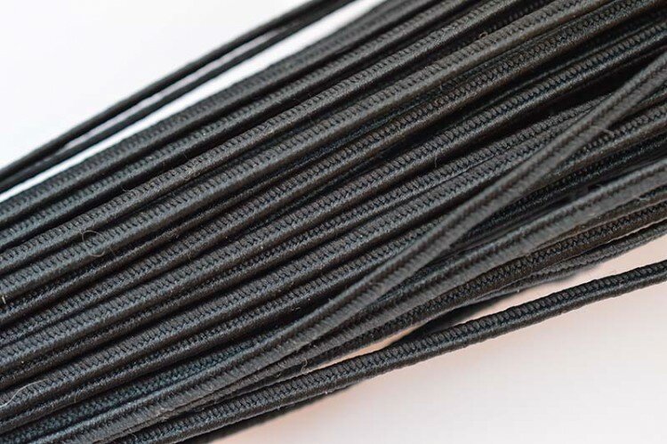 Шнур сутажный 2,5мм, цвет черный №971005, 1 метр