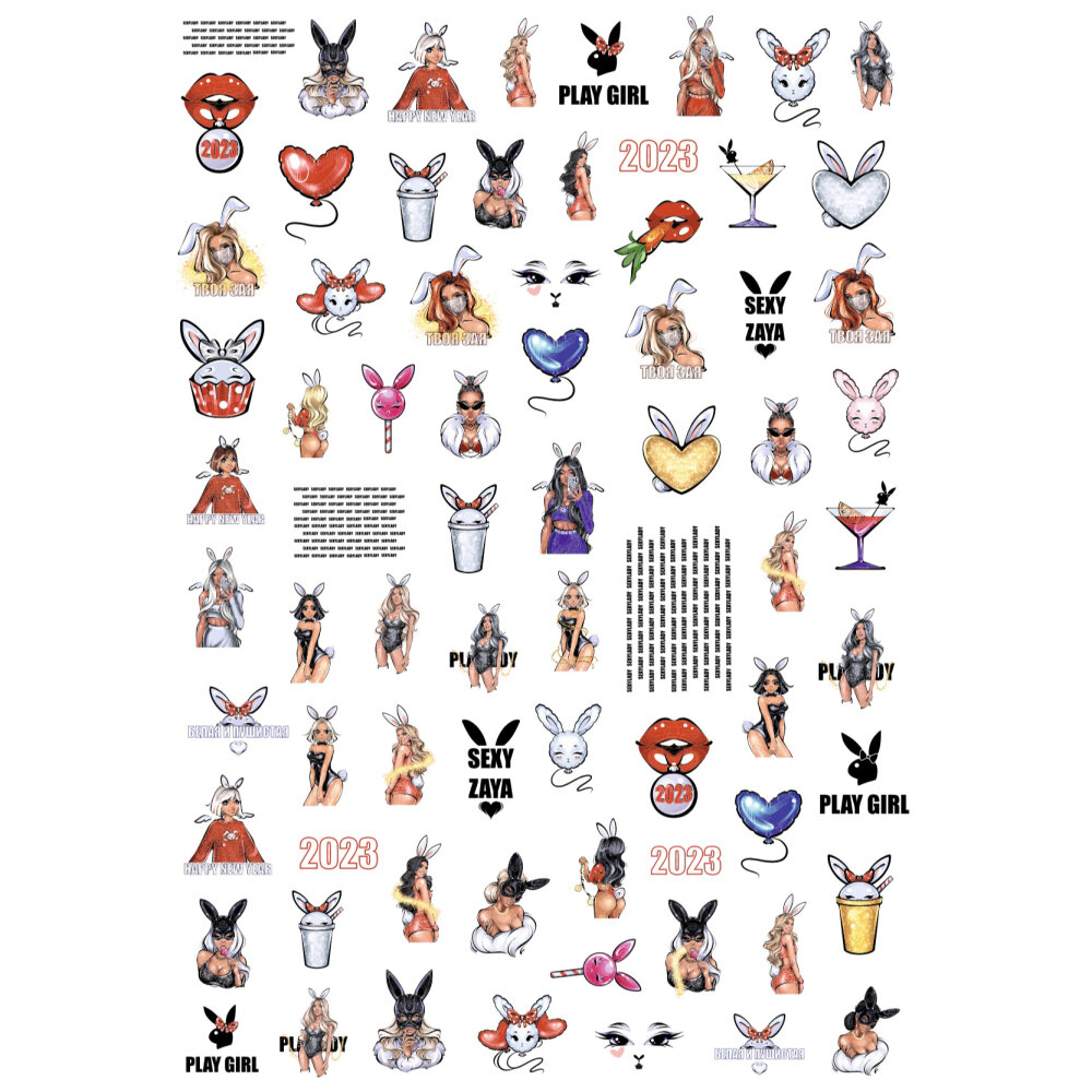 Слайдер-дизайн Crazy Shine Nails mini №1257 NY PLAYBOY