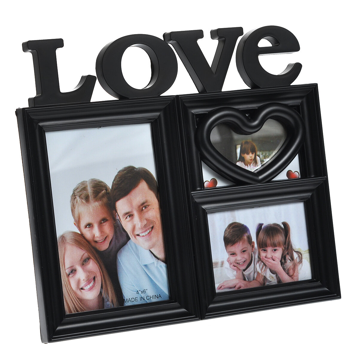 Фоторамка "Love", цвет: черный, на 3 фото. 807604