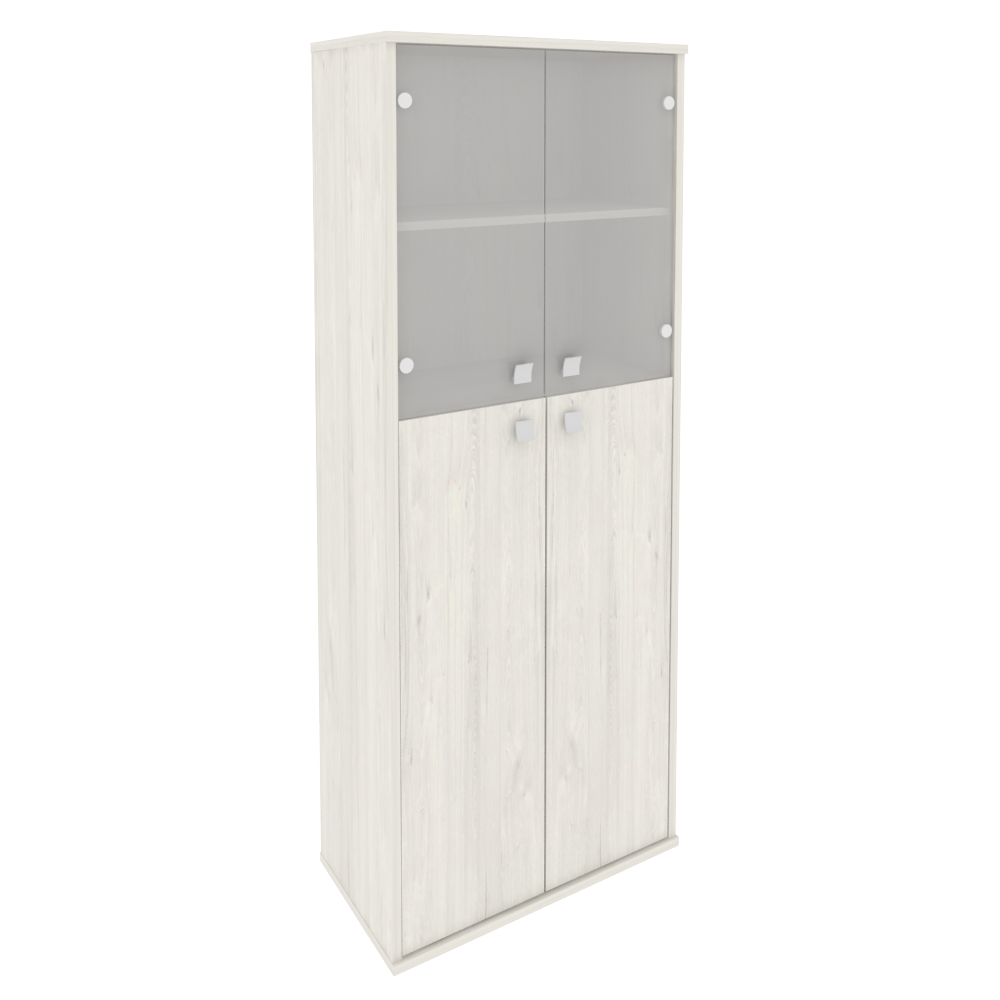 Шкаф для документов высокий широкий ( средние двери ЛДСП, низкие двери стекло) Style Riva Л. СТ-1.7 Дуб Наварра 778*410*1980