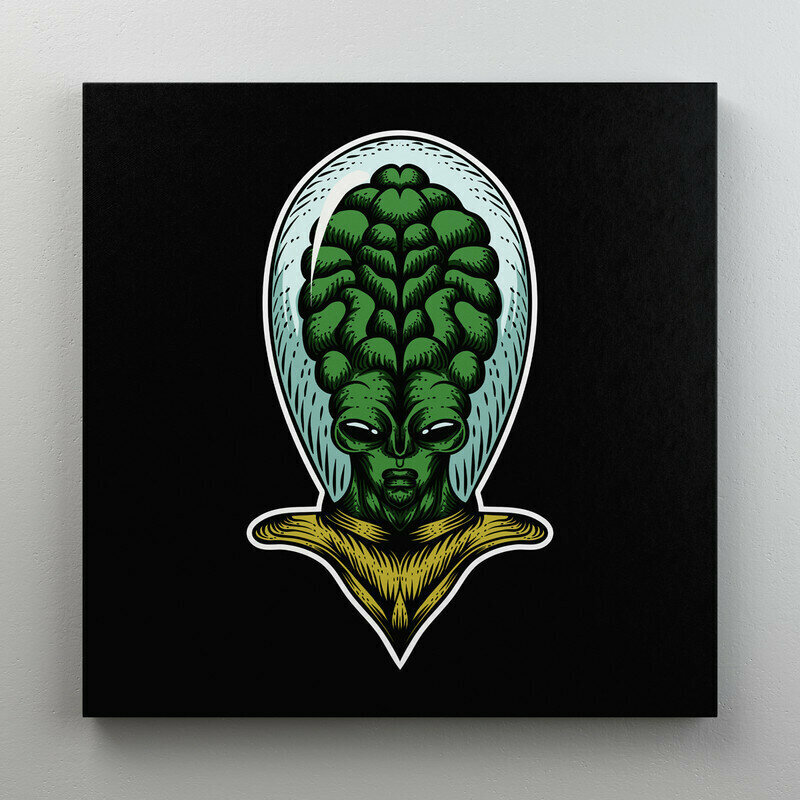 Интерьерная картина на холсте "Иллюстрация - умный инопланетянин" размер 25x25 см