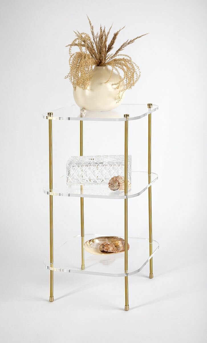 Этажерка3-ярусная золото 35х35 h67