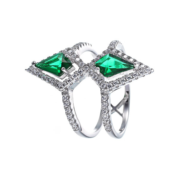 Кольцо, серебро, 925 проба, циркон