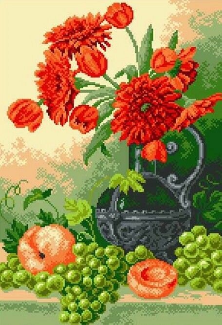 Канва с нанесенным рисунком "Восточный натюрморт" размер: 27х38 см, арт. 0846