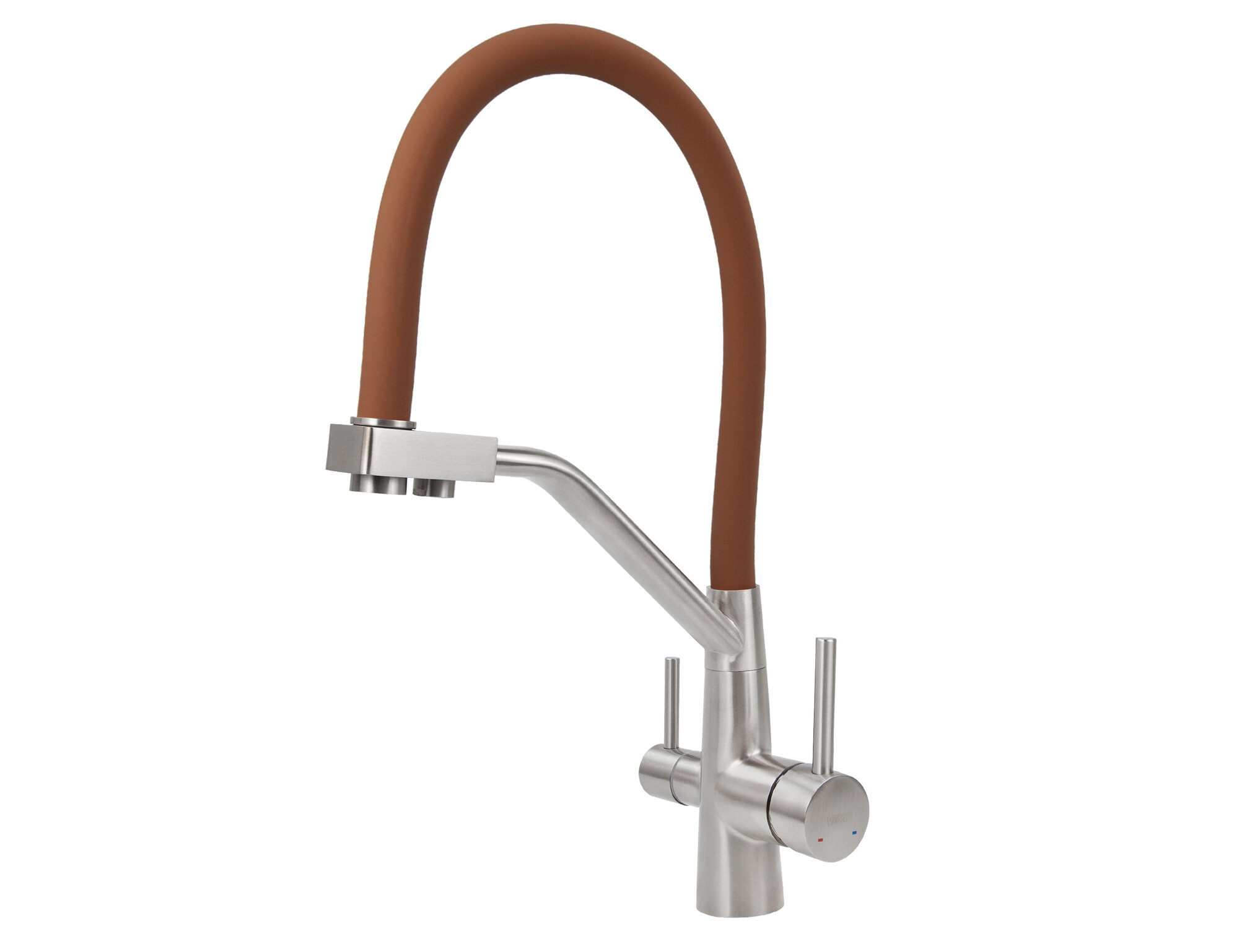 5850 VIKO кухня под фильтр с гиб. изливом (нержав) Ø35, (корп/изл: серебро/коричневый)