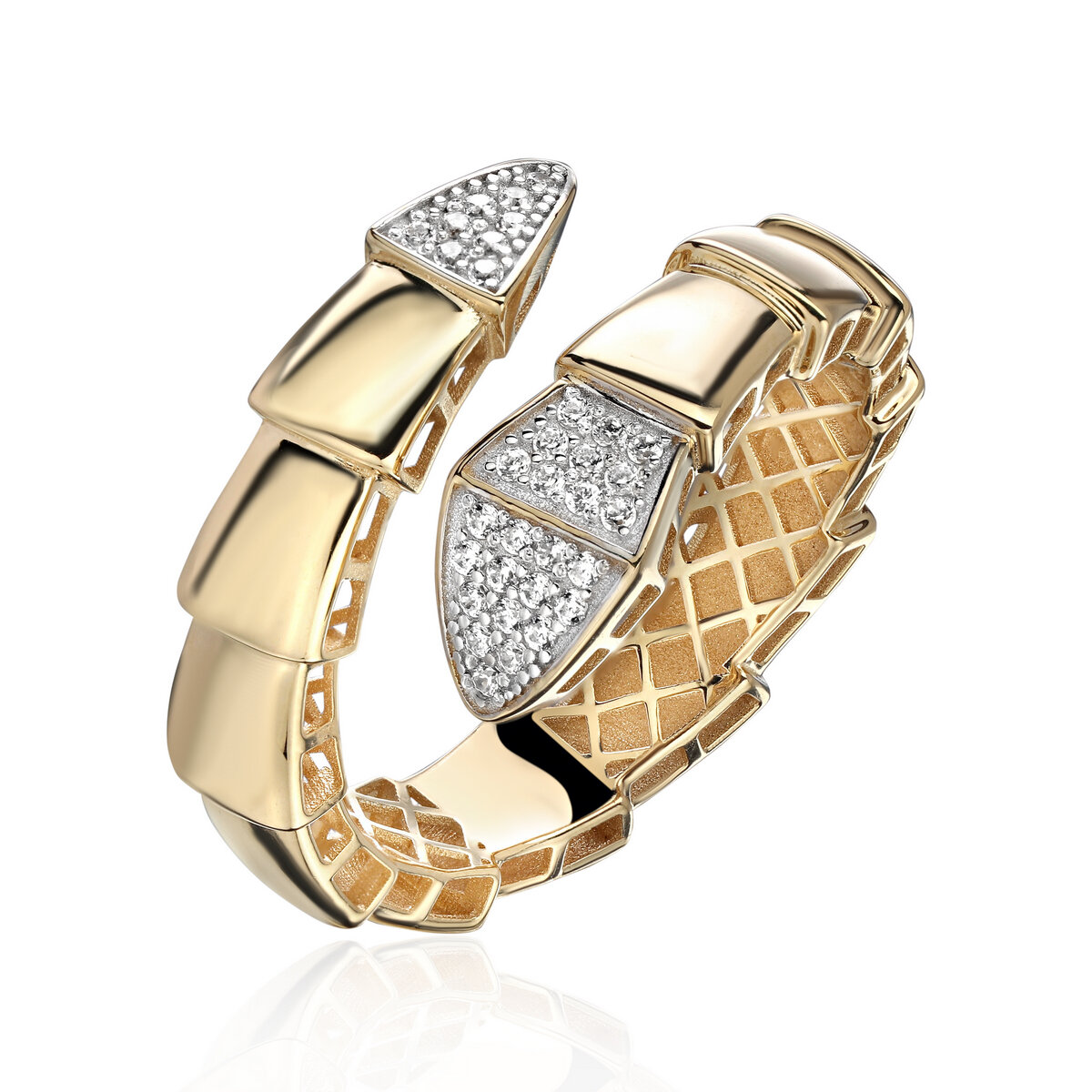 Кольцо, желтое золото, 585 проба, родирование, фианит