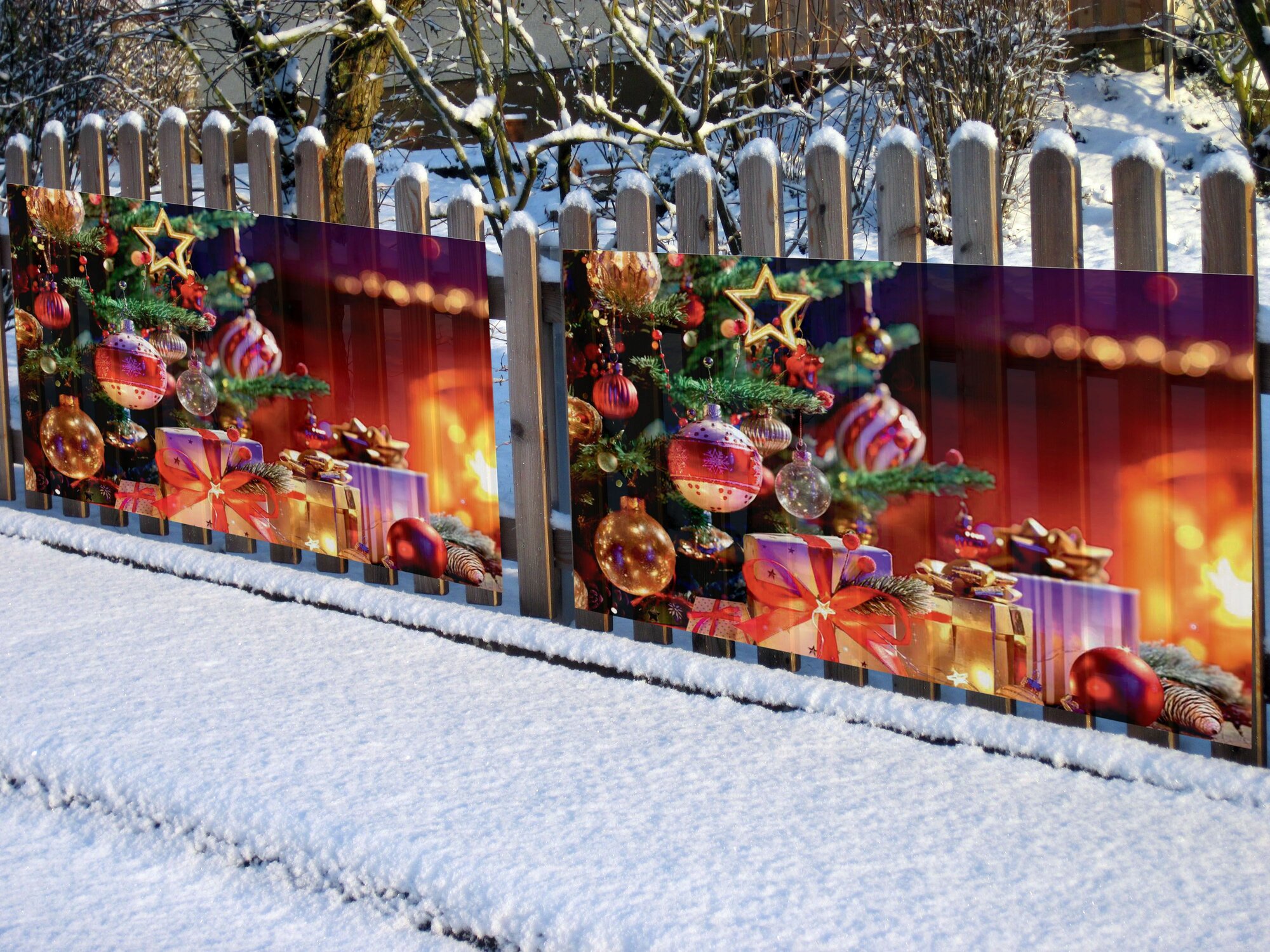 Фотосетка для забора и фасада 2,5 х 1,5 м с люверсами / Подарки под ёлкой