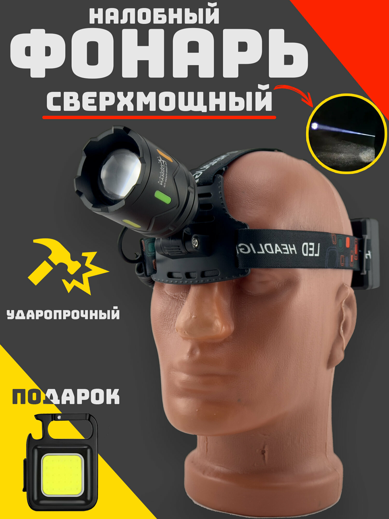 Фонарь налобный сверхмощный 2269