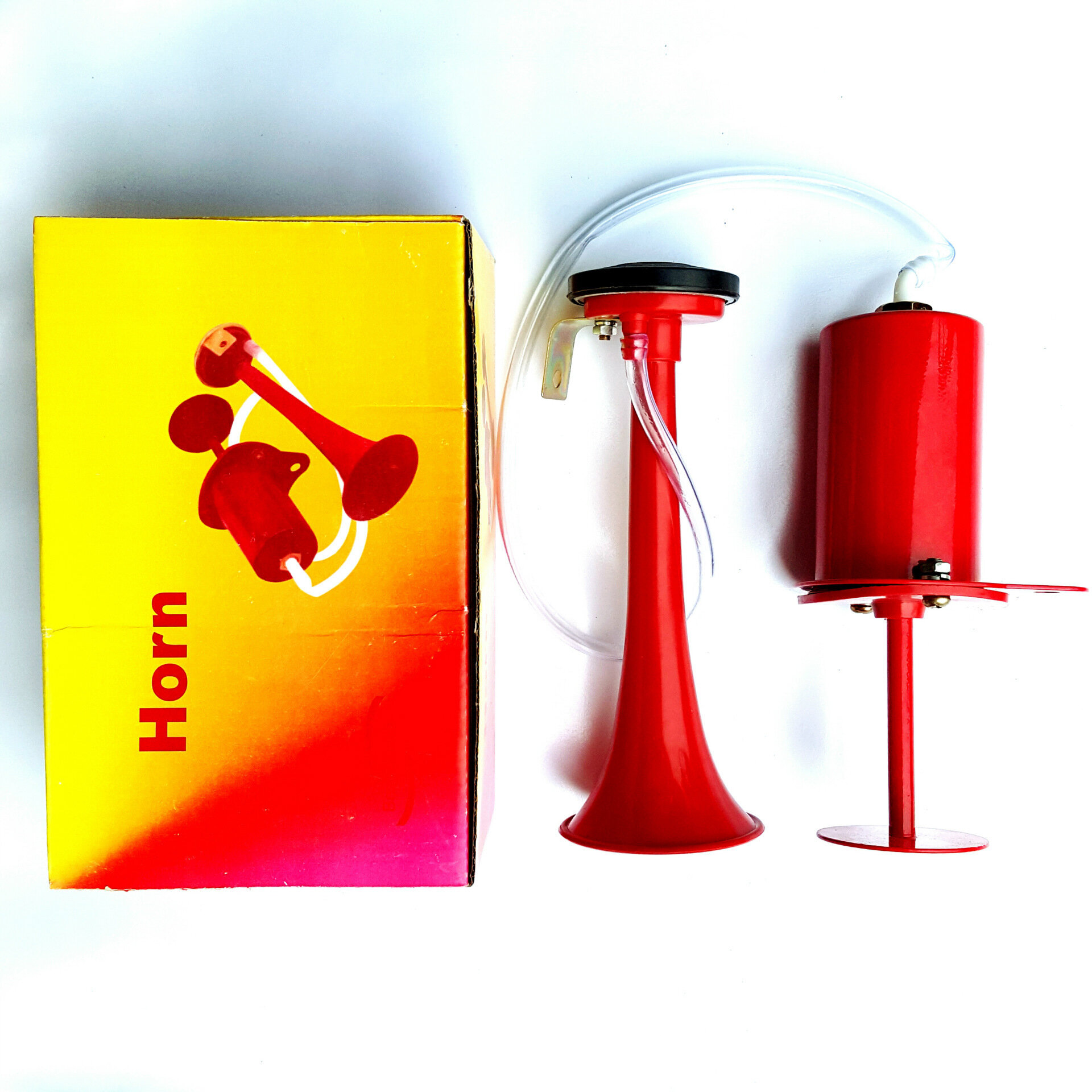 Гудок MyPads громкий для велосипеда работает от давления воздуха металлический красный