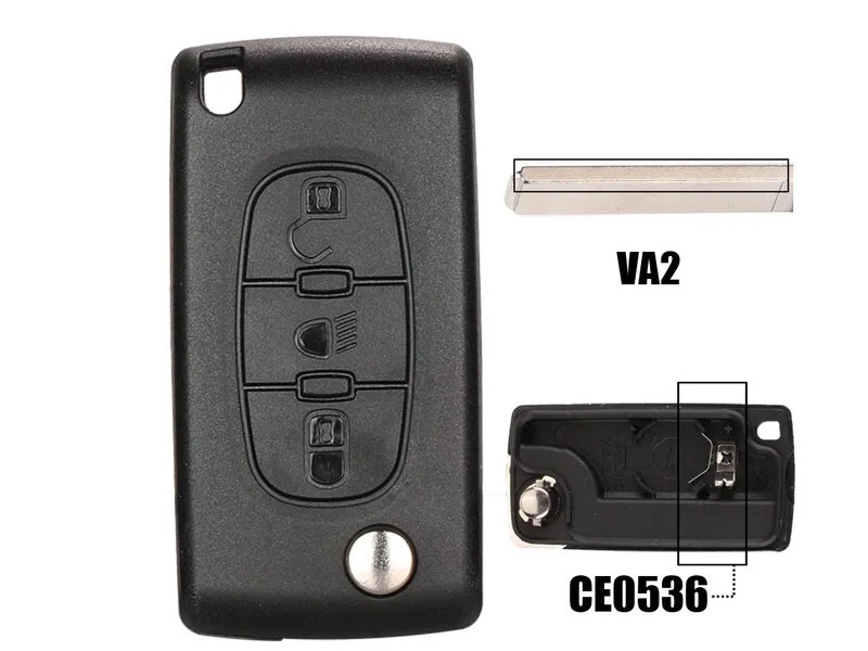 Корпус выкидного ключа ВК17 Peugeot Citroen 3B(Light) Shell HU83/VA2/206/406 0536/0523