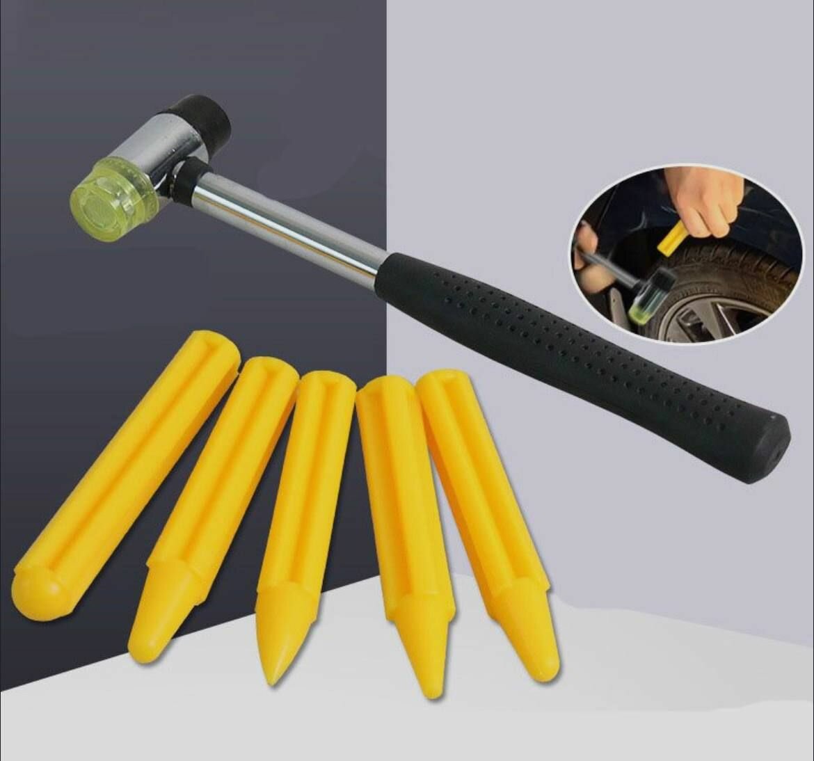 Молоток для детального удаления вмятин на авто без покраски с насадками и кернером / PDR набор для ремонта автомобиля