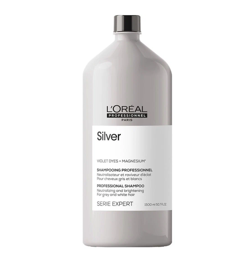 L'Oreal Professionnel Serie Expert Silver Шампунь для нейтрализации желтизны осветленных и седых волос, 1500 мл