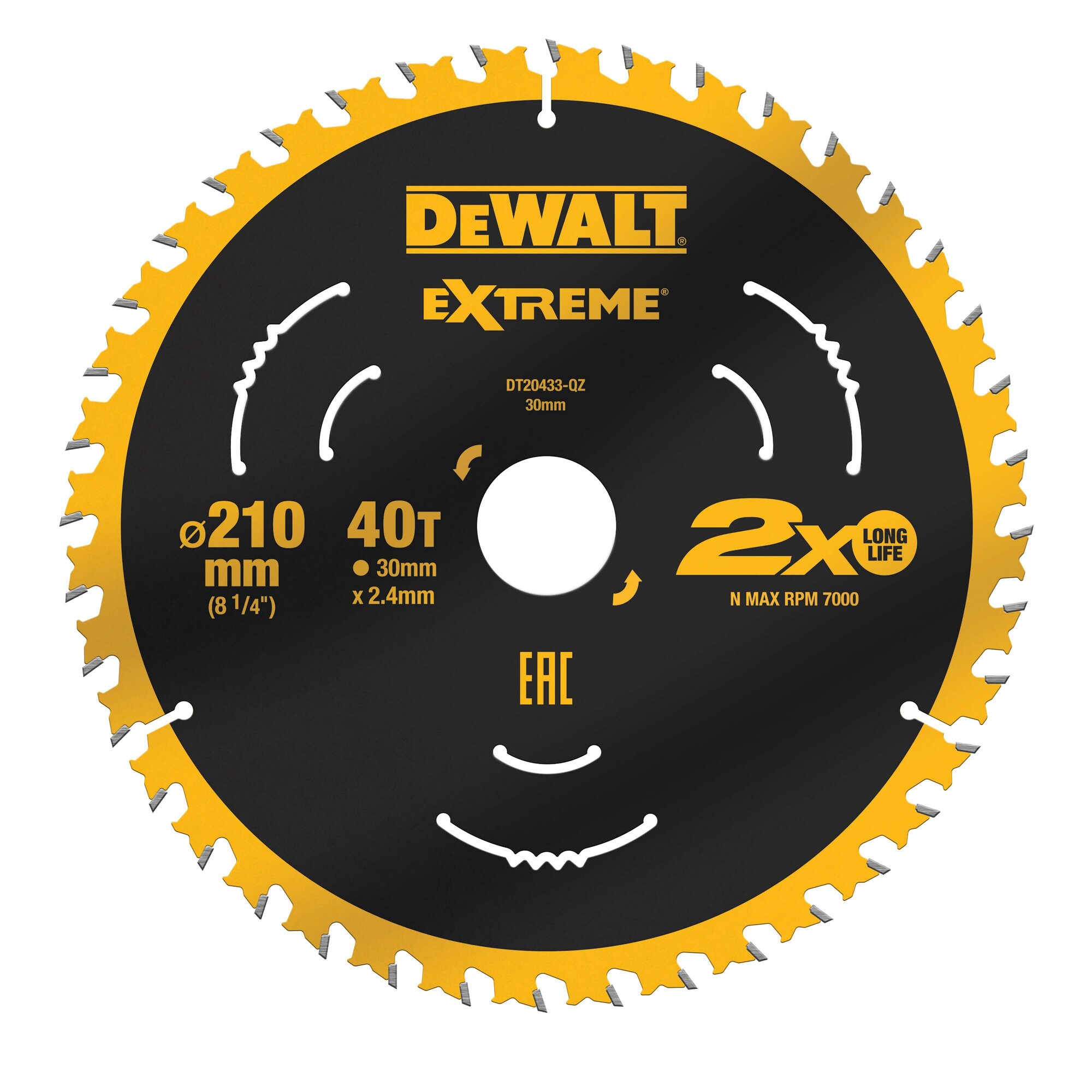 Диск пильный по дереву DEWALT EXTREME 210х30х2.4 мм (DT20433-QZ)