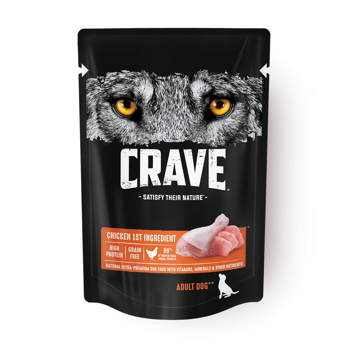 Влажный корм CRAVE для взрослых собак, с курицей (пауч) 85гр