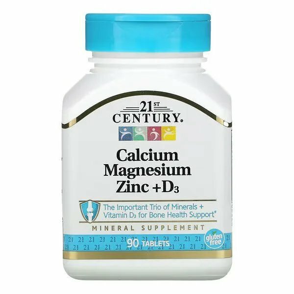 21st Century - Calcium Magnesium Zinc + D3 (90 таблеток) - кальций магний цинк + витамин Д3
