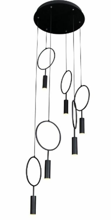 Люстра подвесная дизайнерская LED 6 плафонов 18 Вт для столовой, кухни , гостиной KEYS 6D черный Blesslight