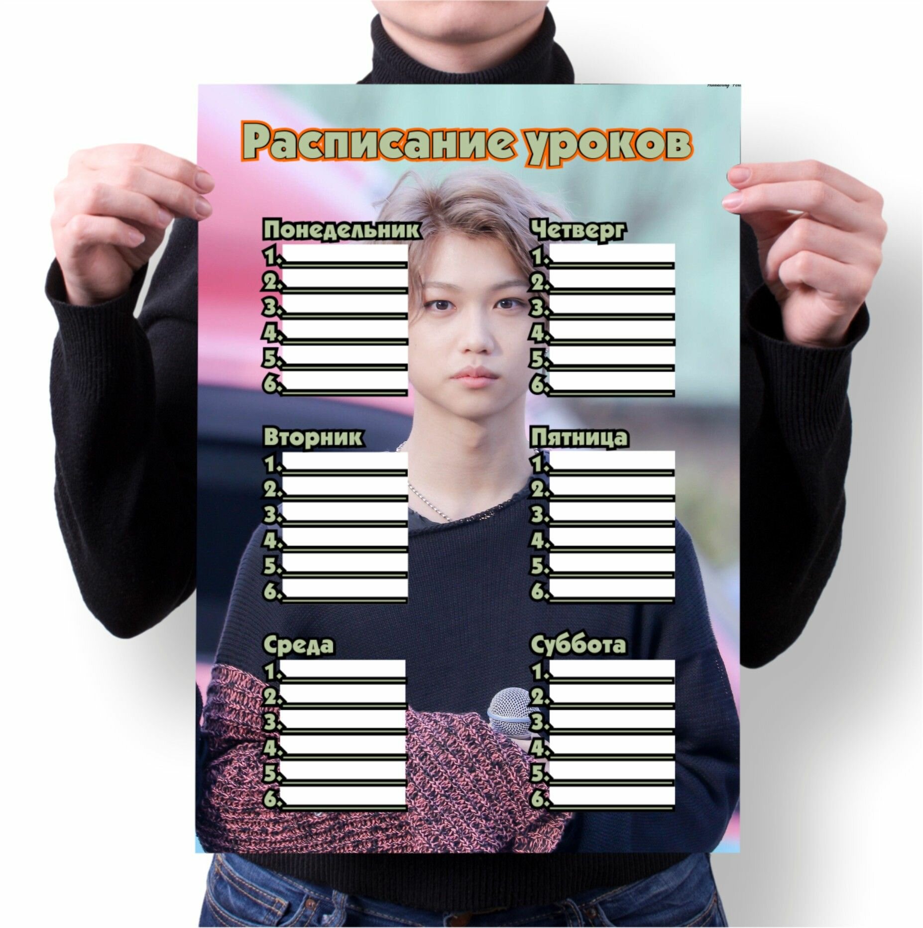 Расписание уроков формата А4, с принтом "Stray Kids"
