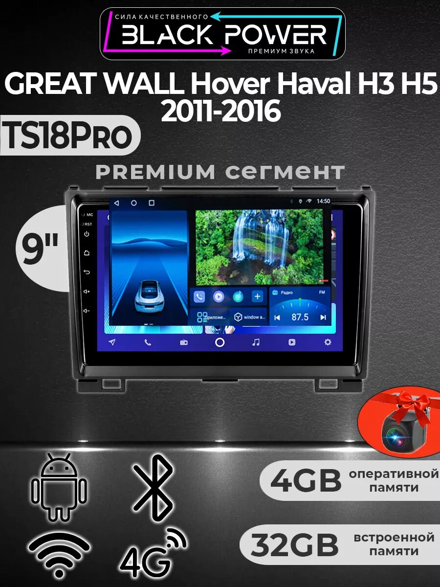Магнитола для GREAT WALL Hover Haval H3 H5 2011-2016 4+32ГБ