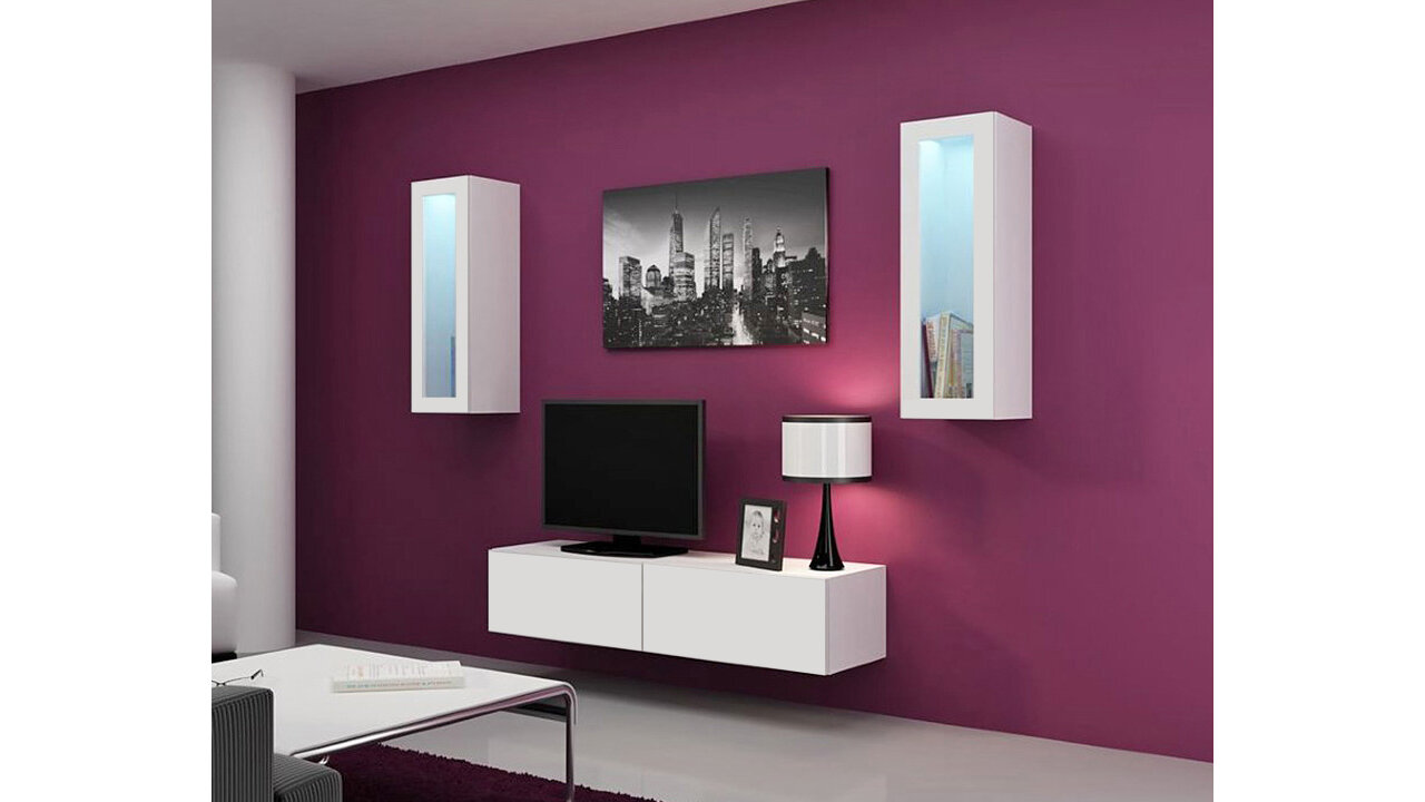 Гостиная Виго 8 Белый Фасадный 0101 NEW 210x42x180 см, GOODFORM