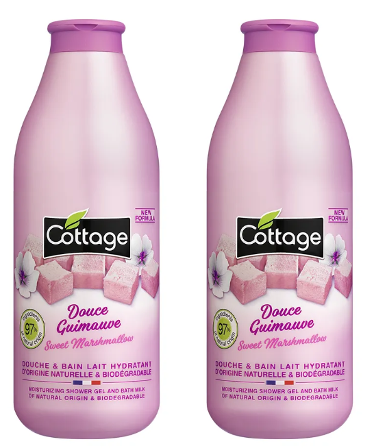 Гель для душа и пена для ванны Cottage Зефир увлажняющий 2 в 1, 750 мл, 2 шт.