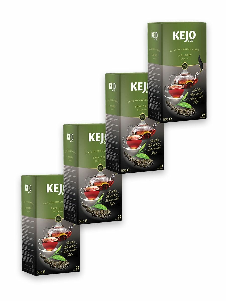 Чай черный KEJOfoods TASTE OF ENGLISH KINGS Earl Grey с ароматом бергамота в пакетиках 100*2гр картон