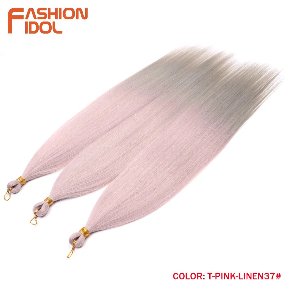 FASHION IDOL прямые косы для волос 28 дюймов T-PINK-LINEN37