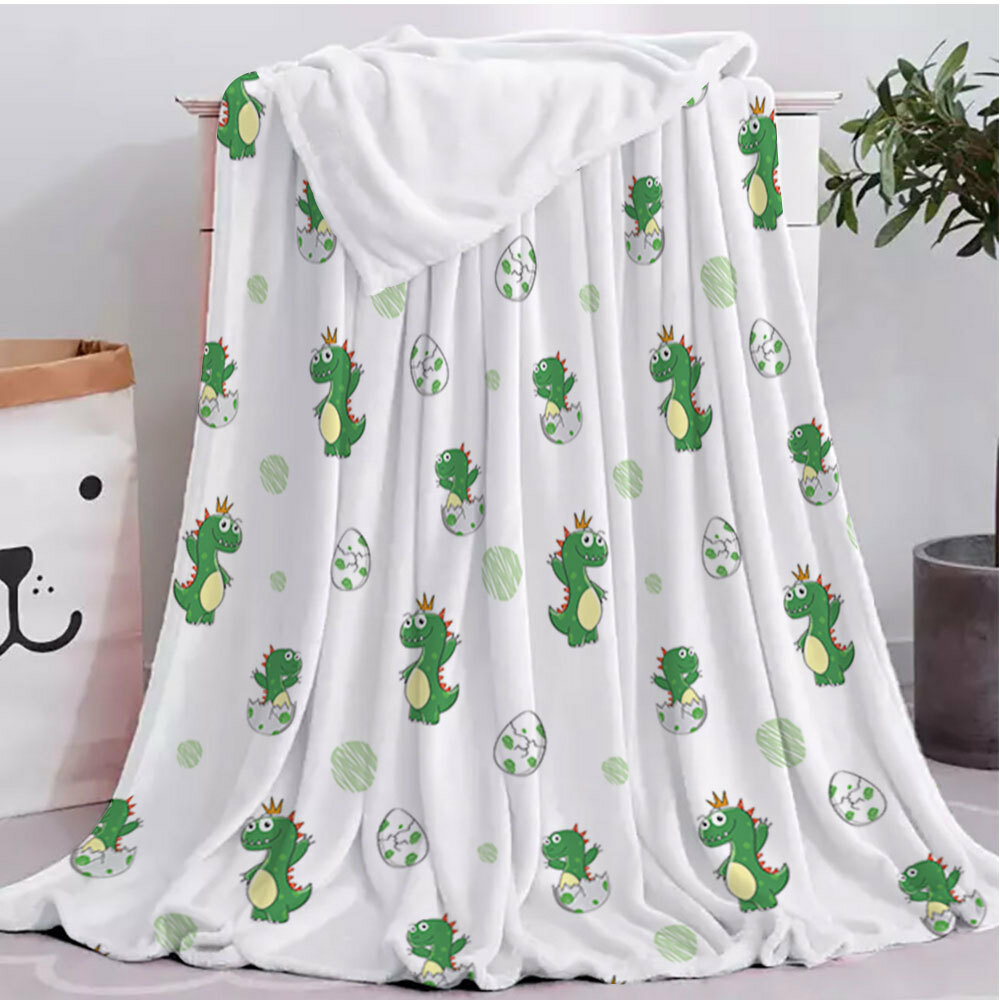 Трансграничное фланелевое одеяло с мультяшным динозавром, цифровая печать, ворс, подарочное одеяло, фабрика, поколение