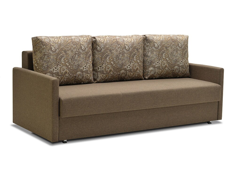 Прямой диван Катрин Коричневый Жаккард, еврокнижка, 217х95х91 см, с ящиком для белья