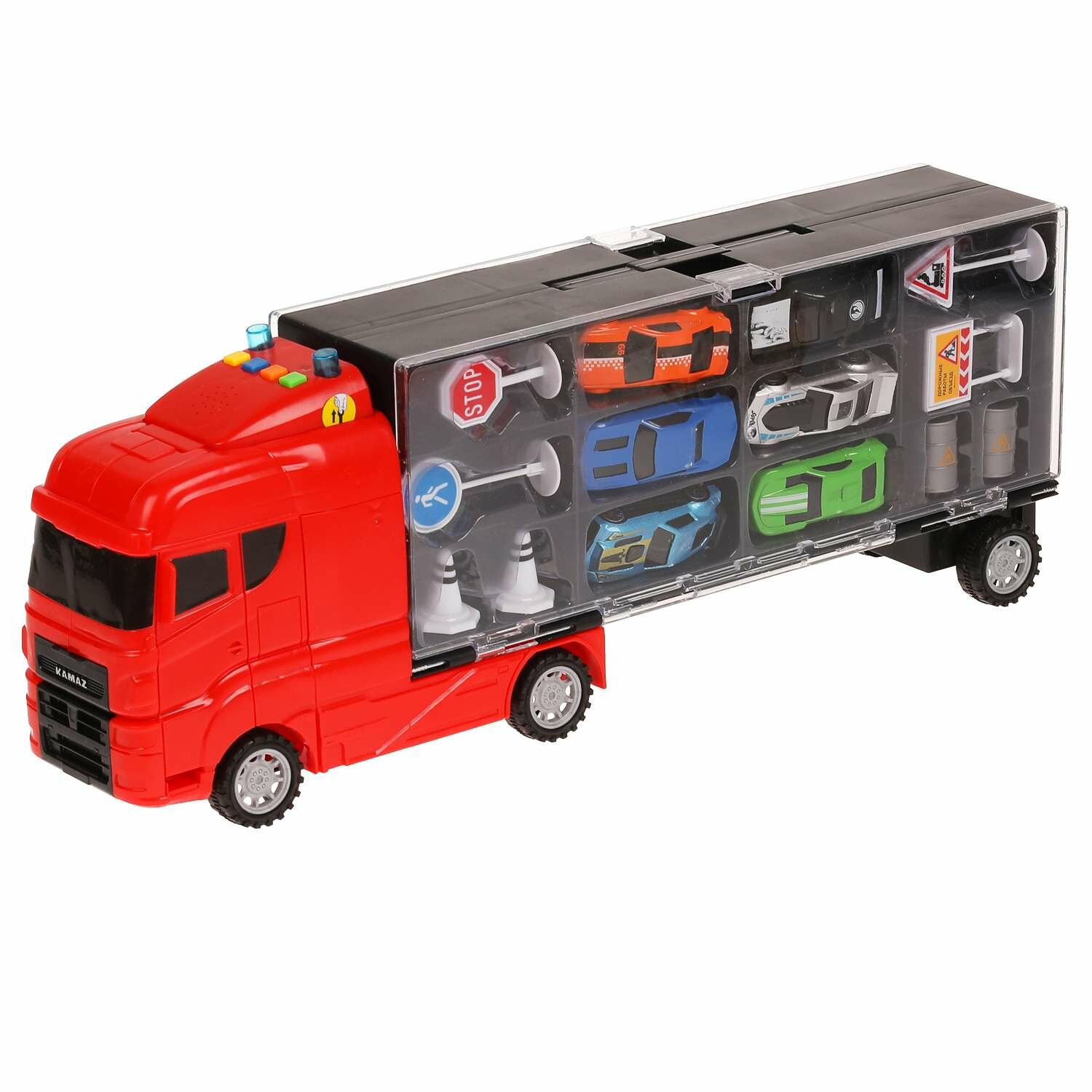 Технопарк Машина Kamaz Тягач 47 см 4 кнопки, свет, звук, пластик КАМSЕТ-47РL-RD с 3 лет