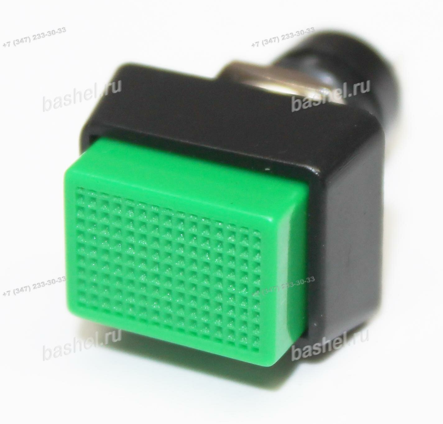 Кнопка PBS-22B прямоуг, короткая, без фикс, на замыкание OFF-(ON), зелёная