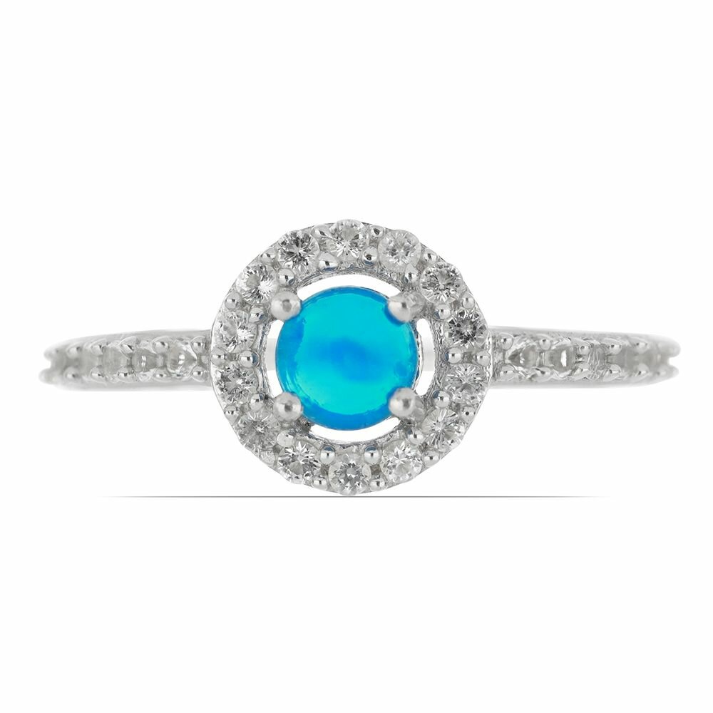 Кольцо тонкое, серебро, 925 проба, родирование, топаз, опал