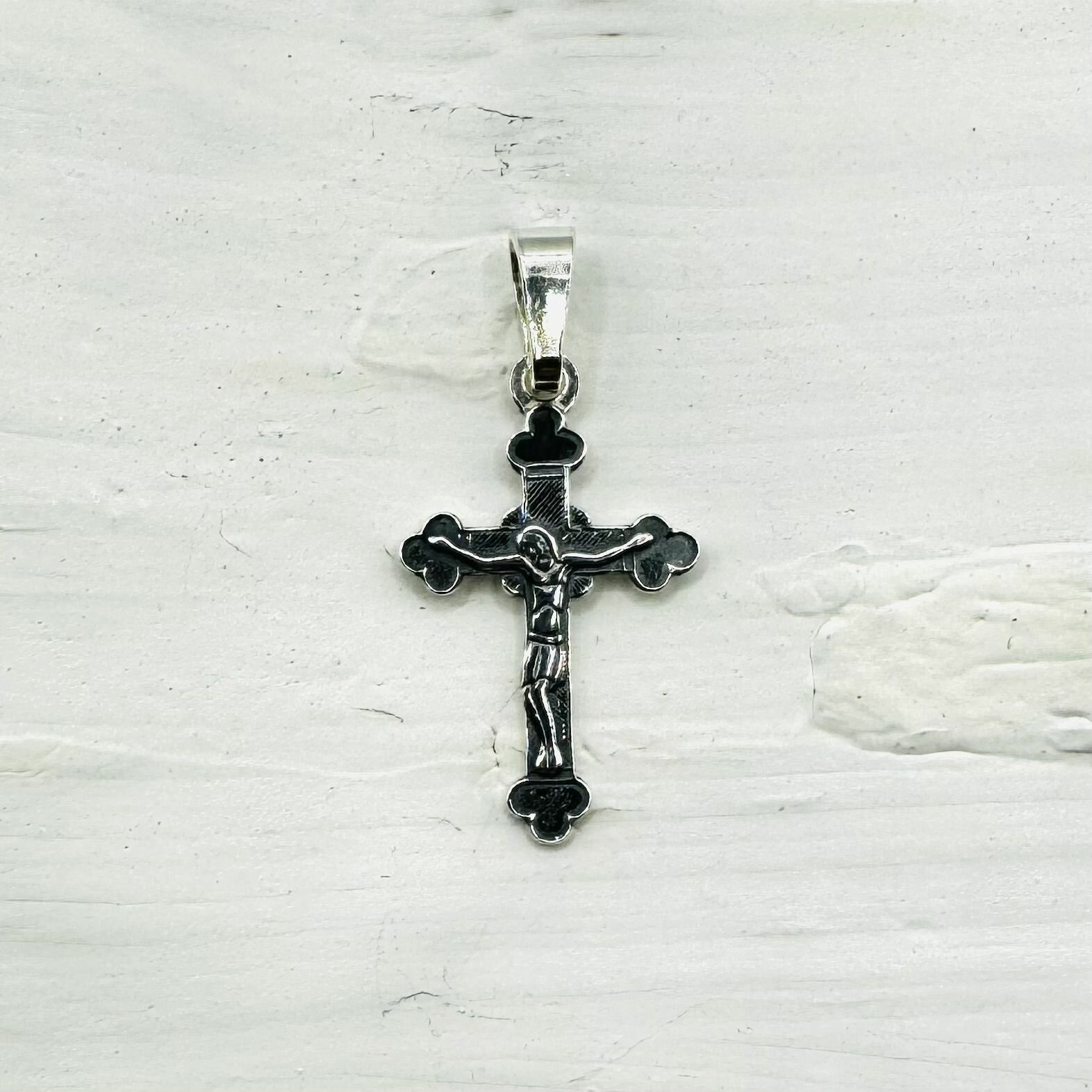 Крестик, серебро, 925 проба, чернение