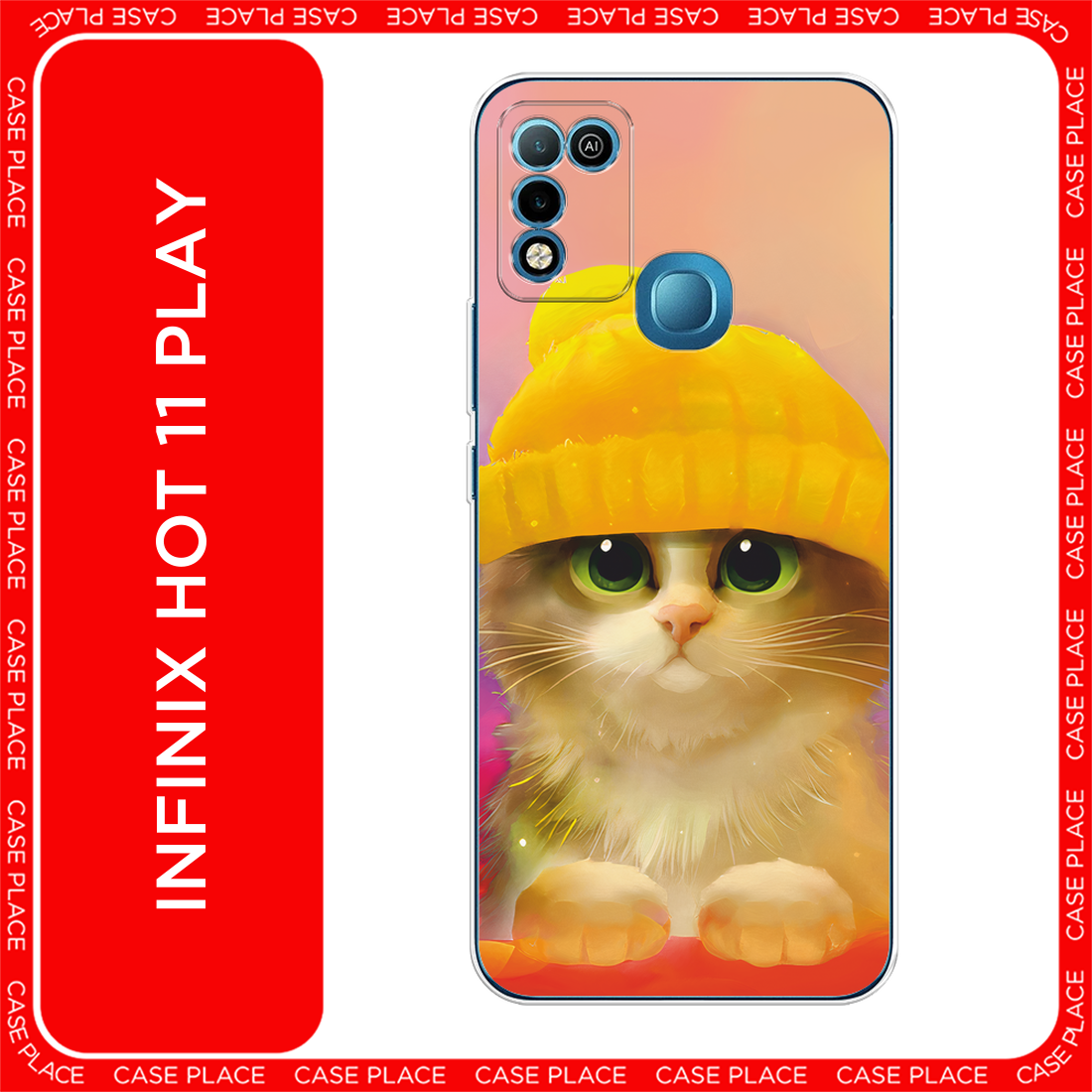 Чехол на Infinix HOT 11 Play / Инфиникс Хот 11 Плей с принтом Котенок в желтой шапке