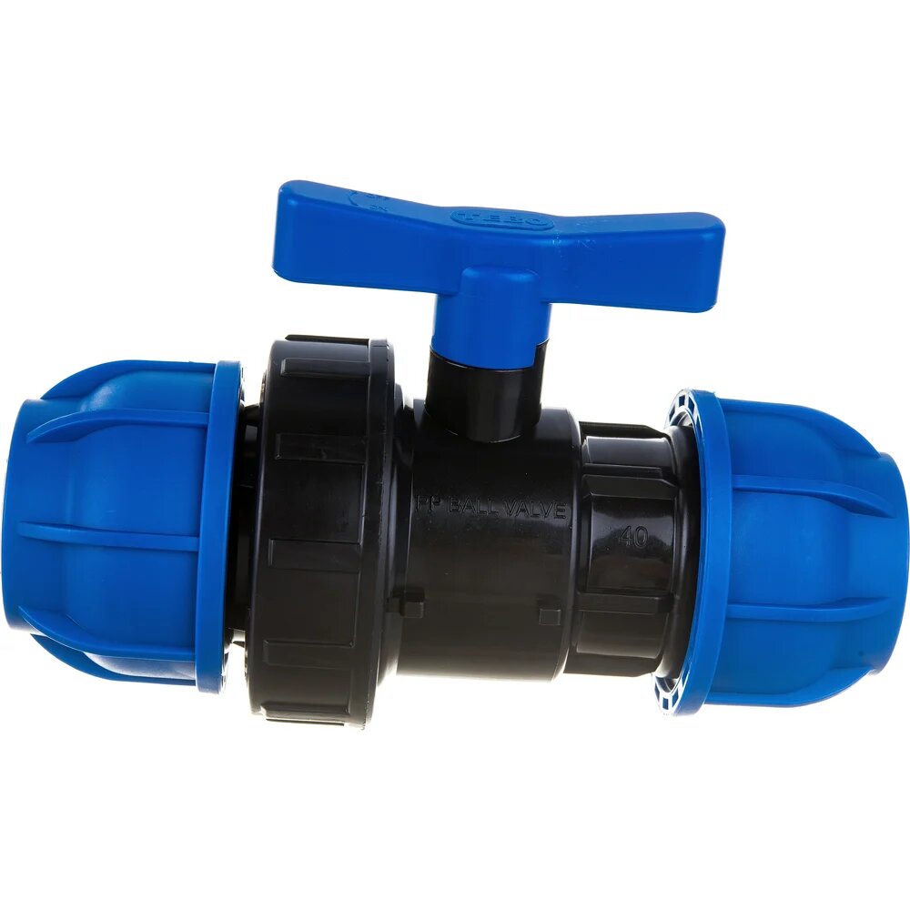 Шаровой компрессионный кран TEBO ПНД 40x40 T-ПНД. Кш.0.40-40. CN