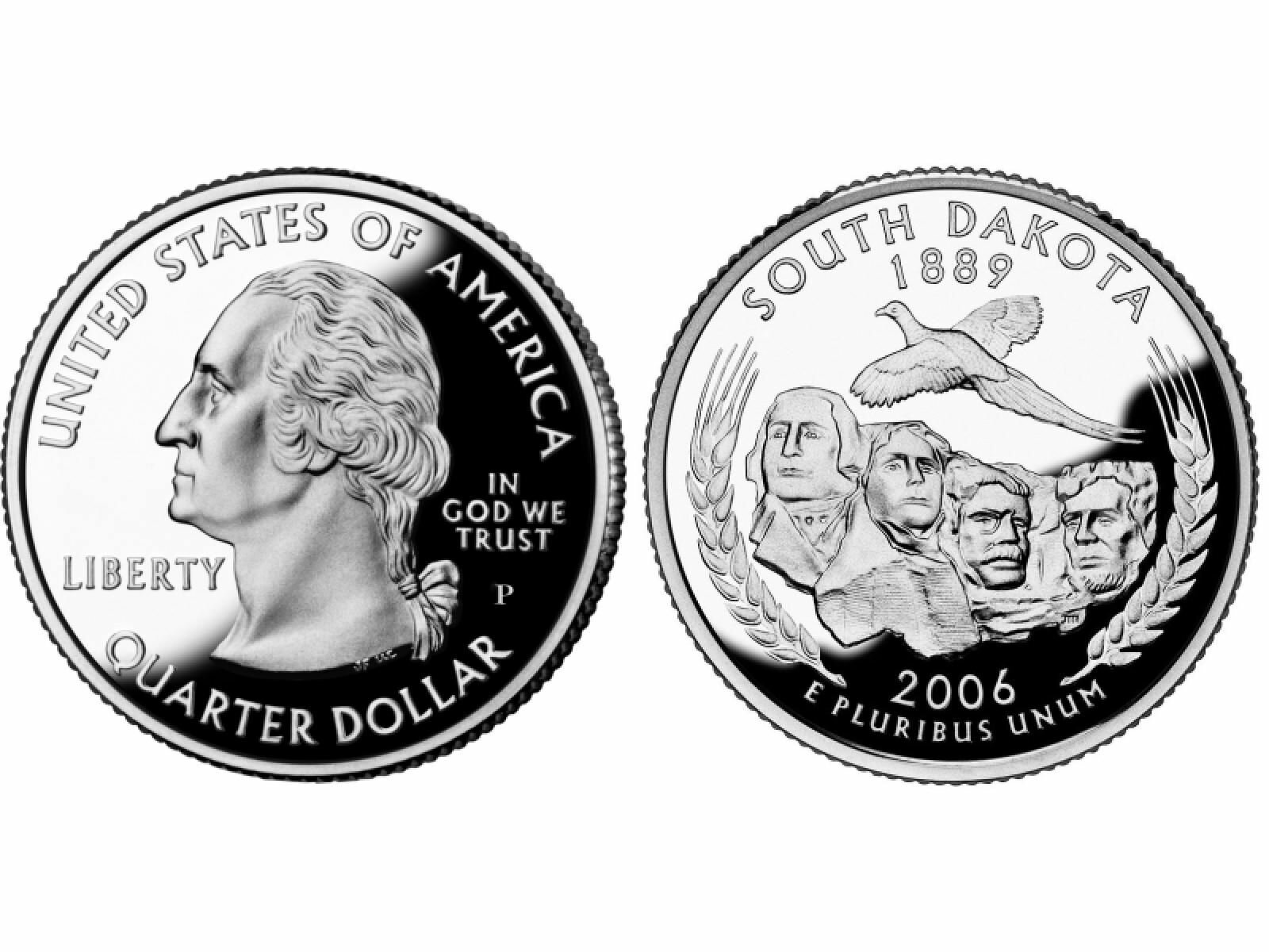 Монета квотер США 2006 г, Южная Дакота (P)