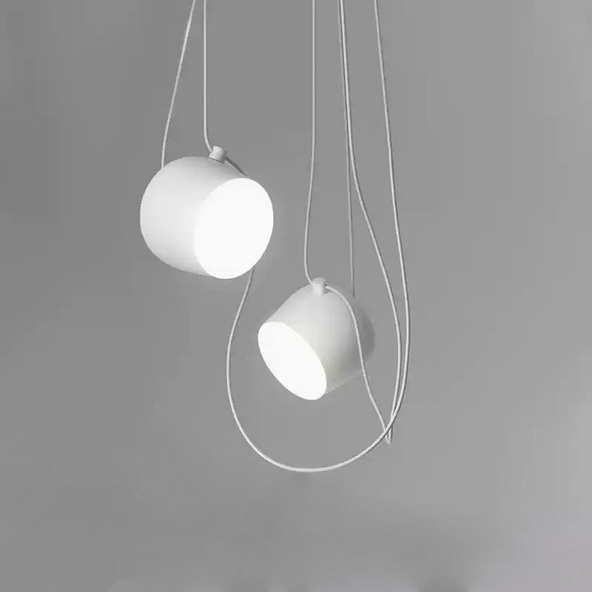 Подвесной светильник Aim в индустриальном стиле (две головки маленький 18*20 см белый)