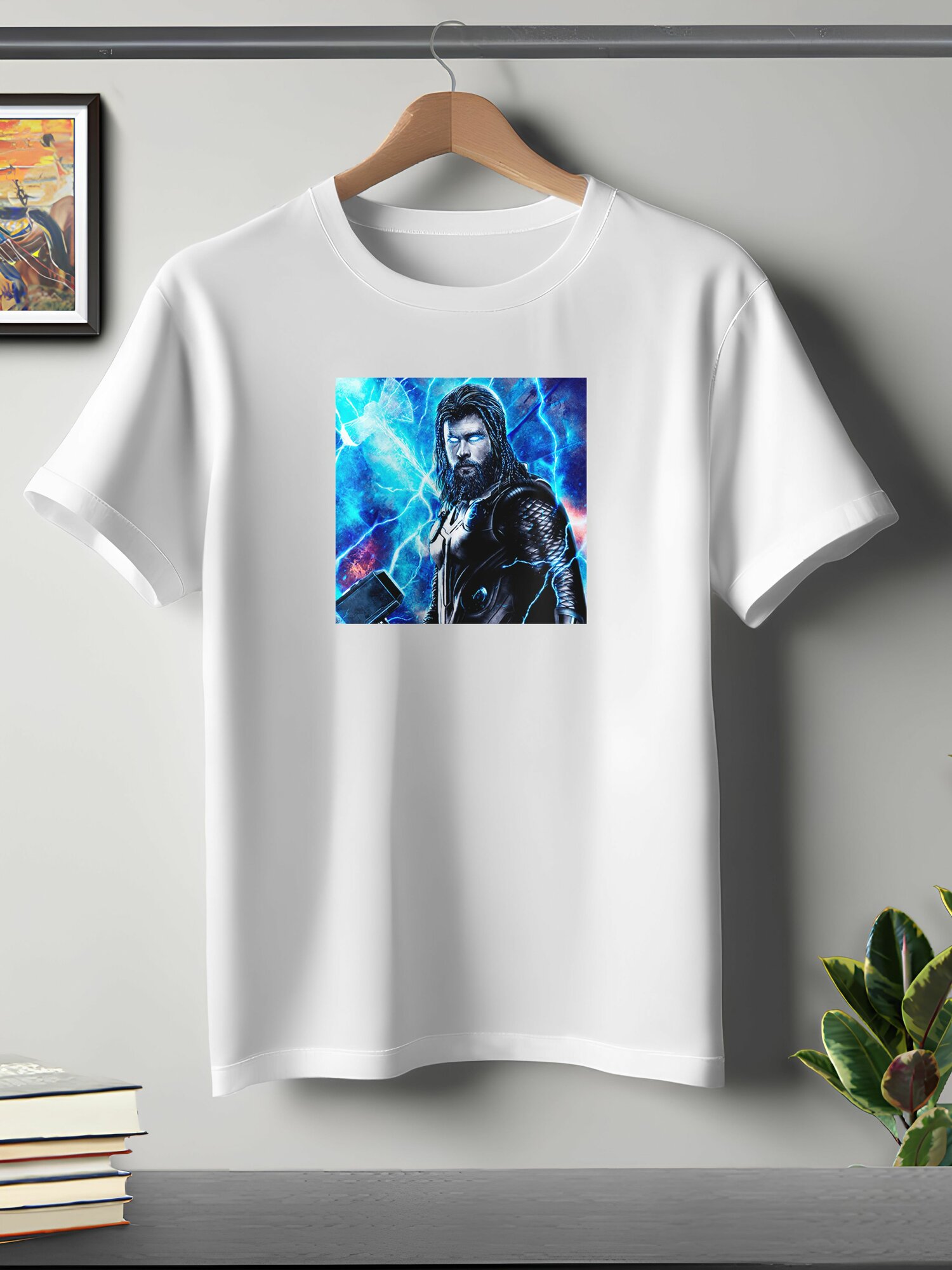 Футболка ONEQ унисекс 48-50 (L) размер с принтом Тор, белая