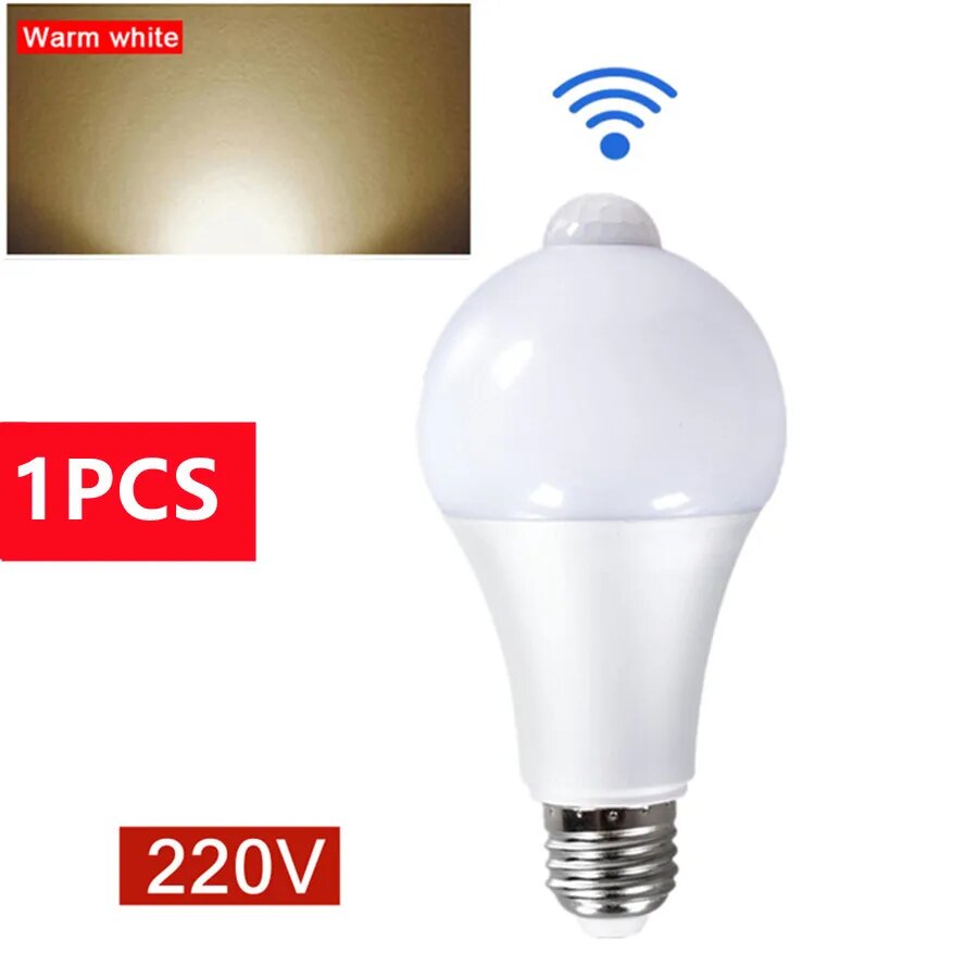 Индукционная светодиодная лампа HZZKZZ 9/12/15 Вт белая 220В теплый белый, 18W