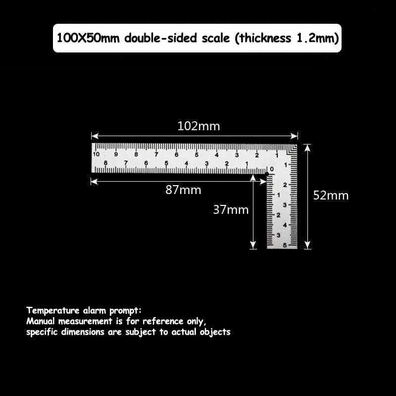 Мини угловая линейка из нержавеющей стали 100x50mm