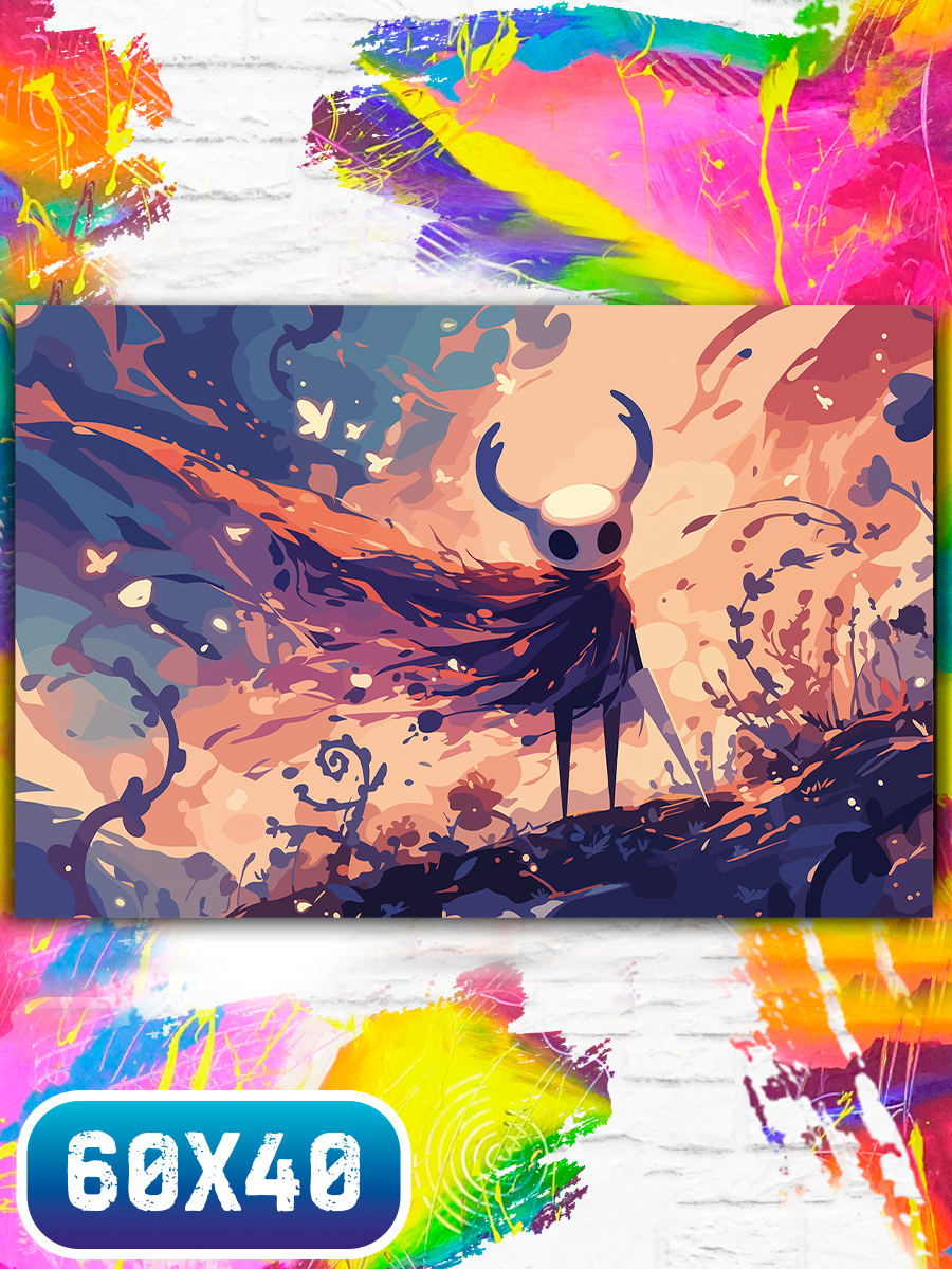 Картина по номерам на холсте игра Hollow Knight (Холоу Найт, PS, PC, XBOX, SWITCH) - 15355 60x40 Г