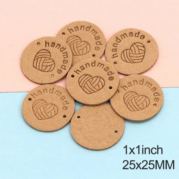 Кожаные сердечные этикетки для одежды 20 шт. Коричневый, 08