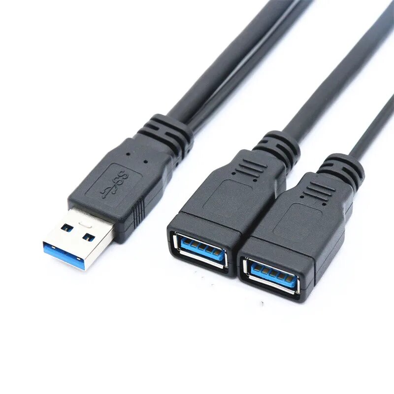 Новый USB 3,0 A 1 штекер на 2 двойных USB гнезда адаптер питания для передачи данных Y-образный разветвитель зарядный USB кабель удлинительные кабели