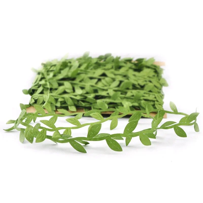 Ленты JING-SDIY из искусственного шелка с листьями 10 м Green