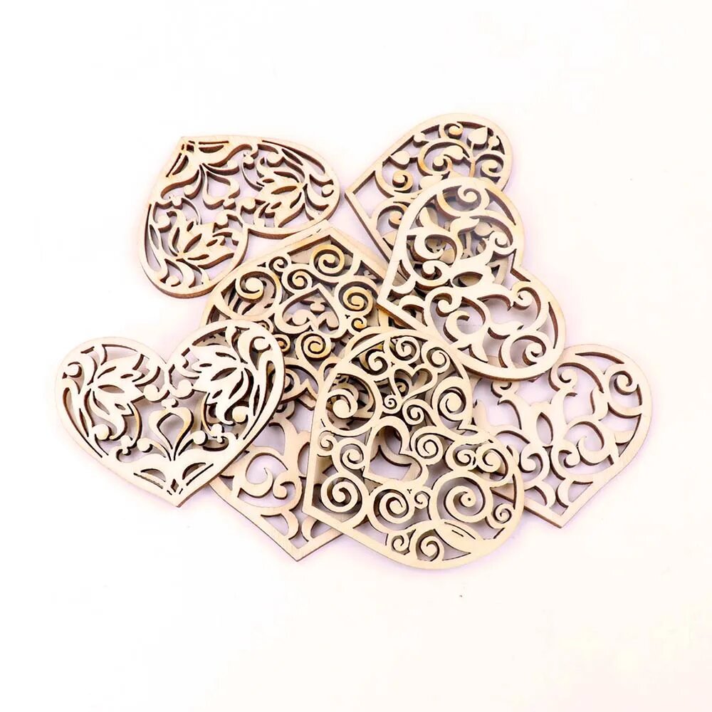 Деревянные сердечки для скрапбукинга, 10 шт, MZ413