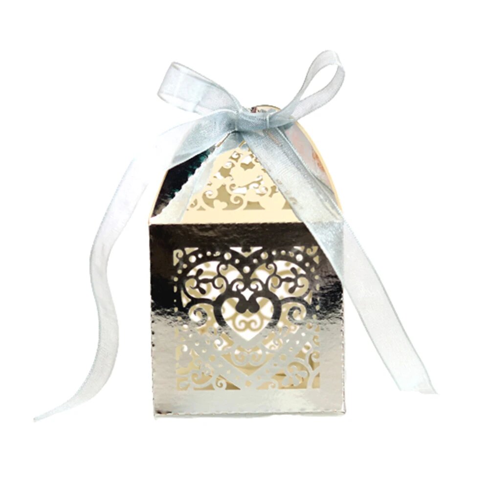 Коробки для конфет WEHRPARTY сердце картон 10 шт Reflective silver