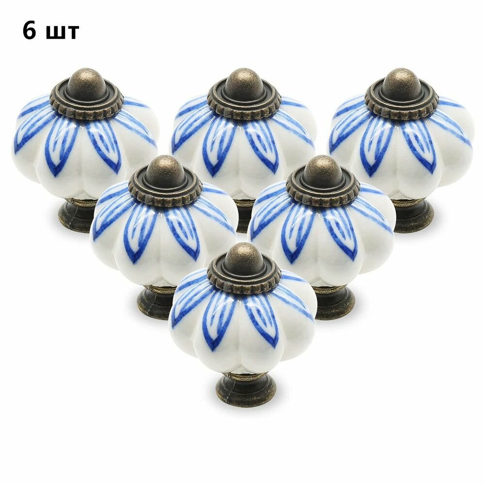 6 шт Старинные керамические ручки для шкафов