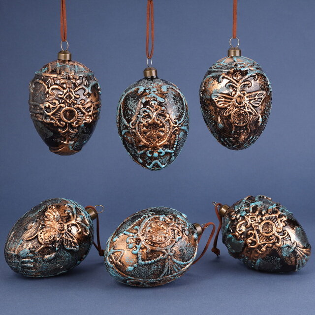 Елочные игрушки Яйца - Cibiana di Cadore 10 см, 6 шт, подвеска, стекло, Winter Deco, 4060358-набор